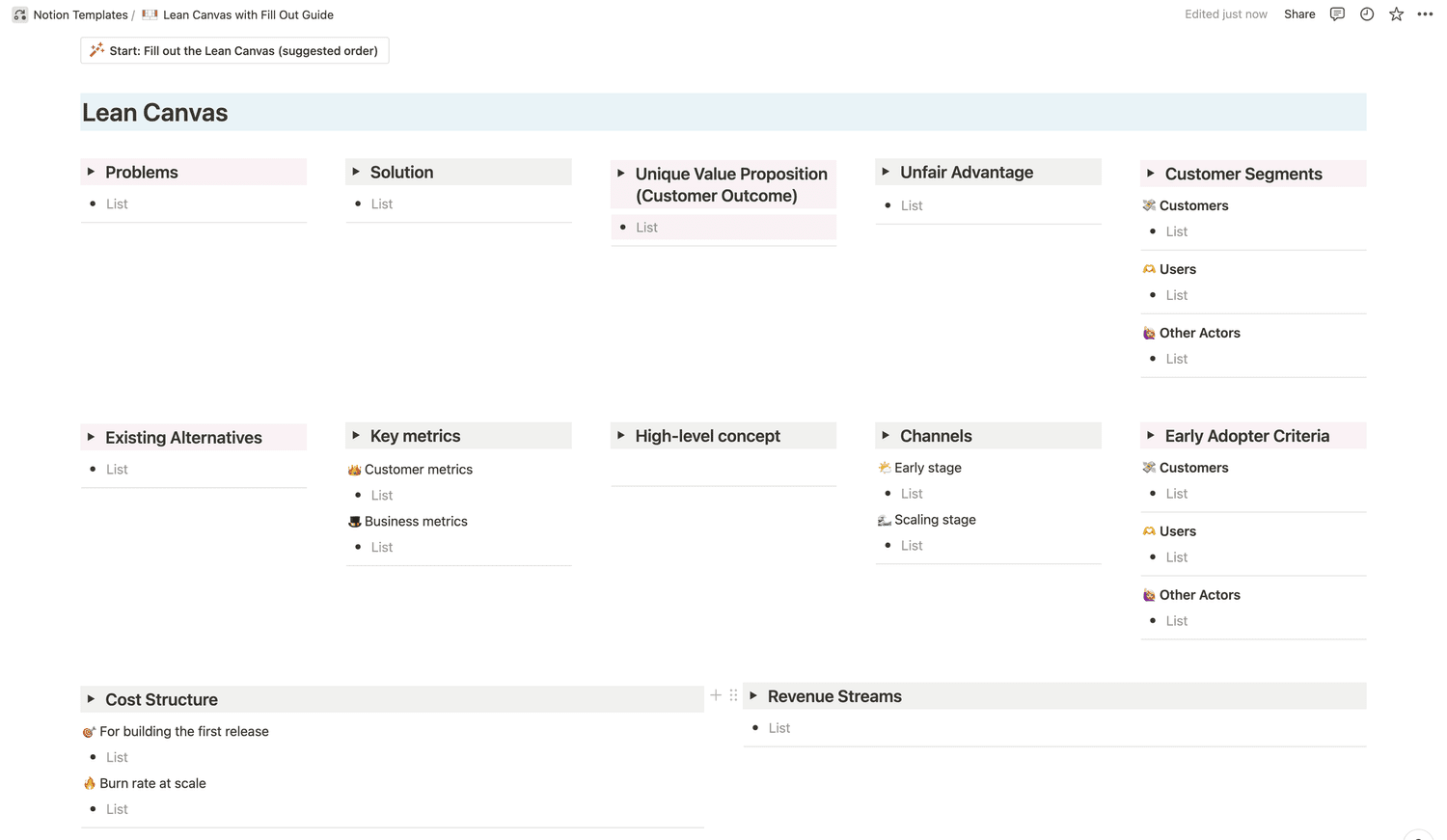 7 key questions you should ask your innovation team - Notion Template - Lean Canvas with a Guide ...