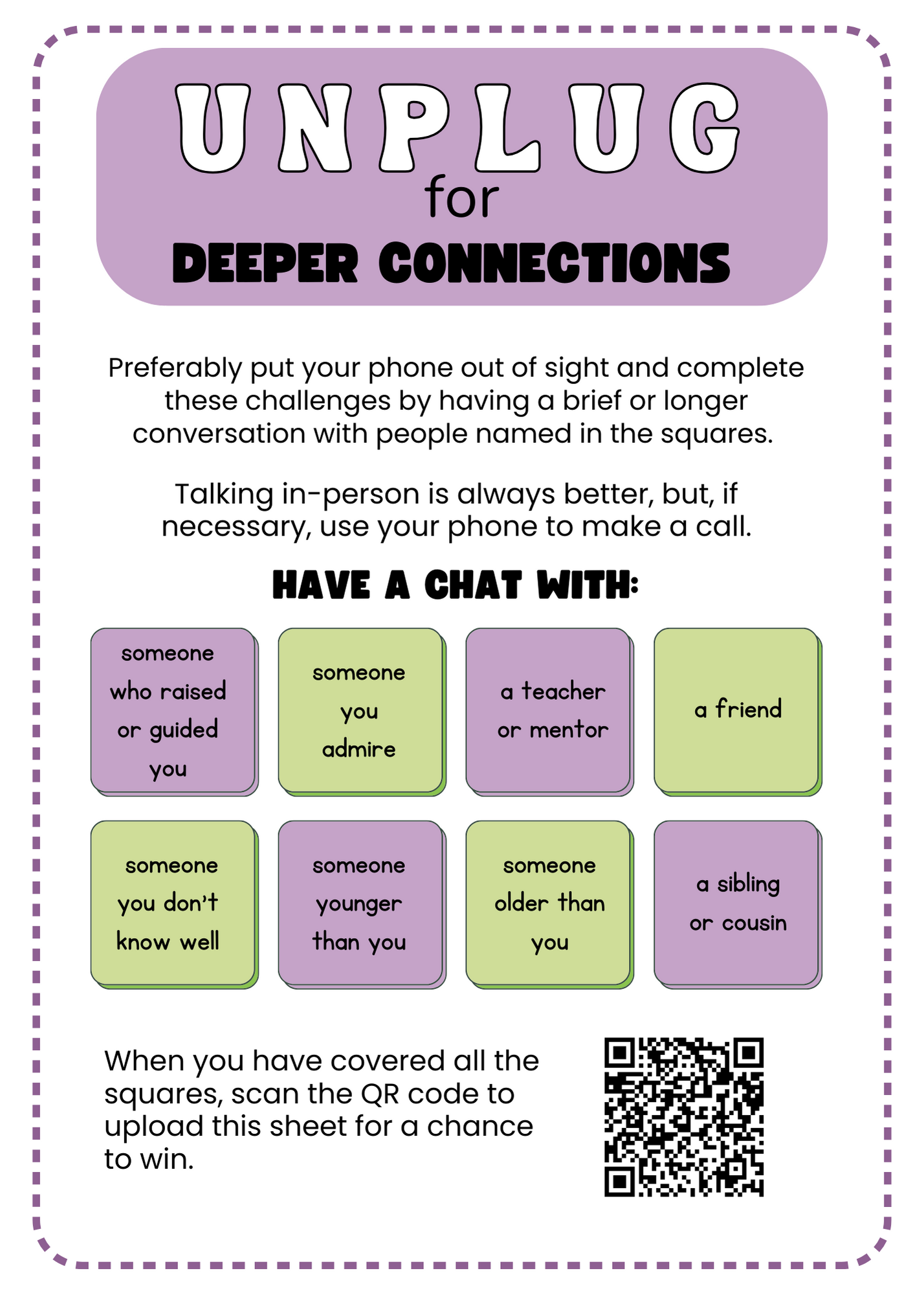 Unplug for Deeper Connections Downloadable PDF — Global Day of Unplugging