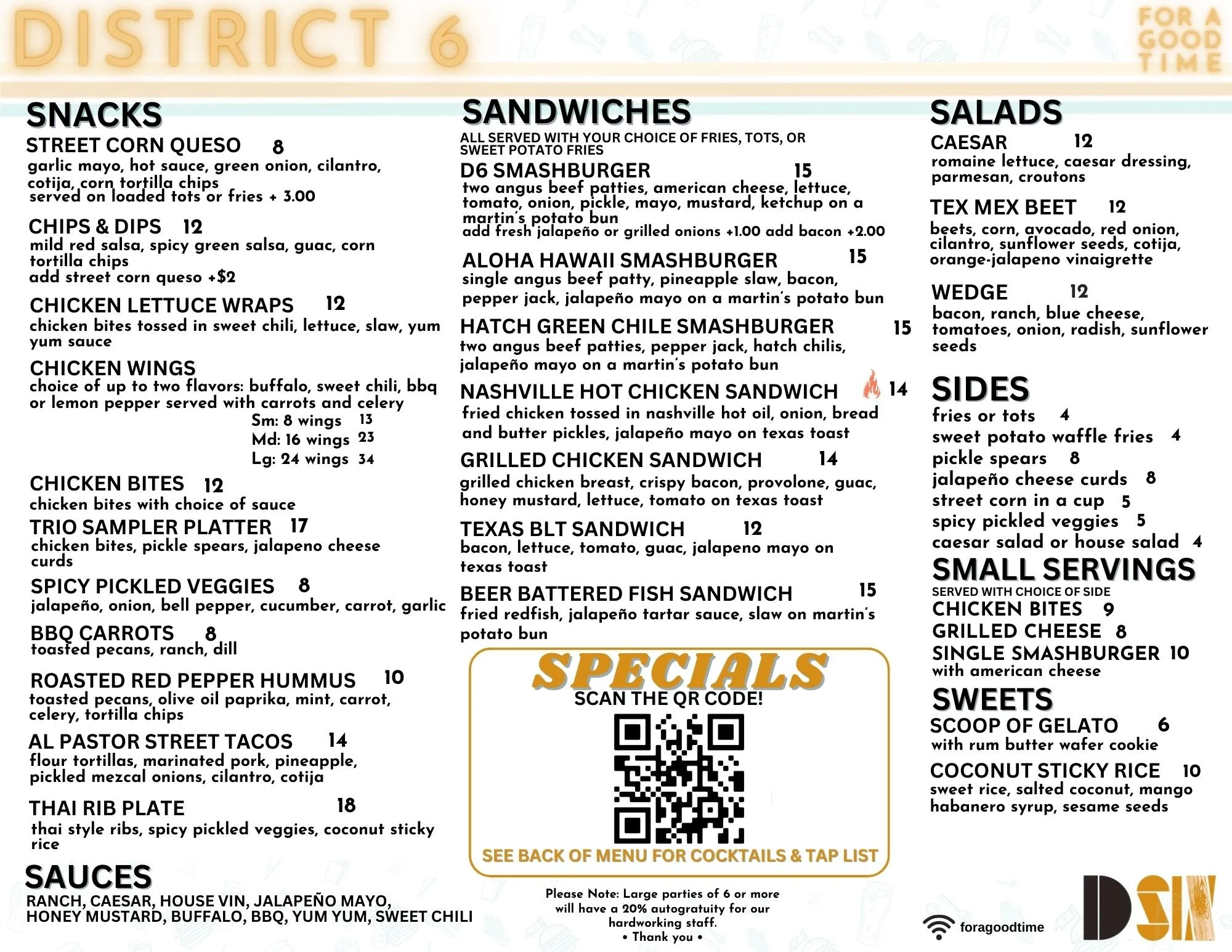 Menu 1 — District Six