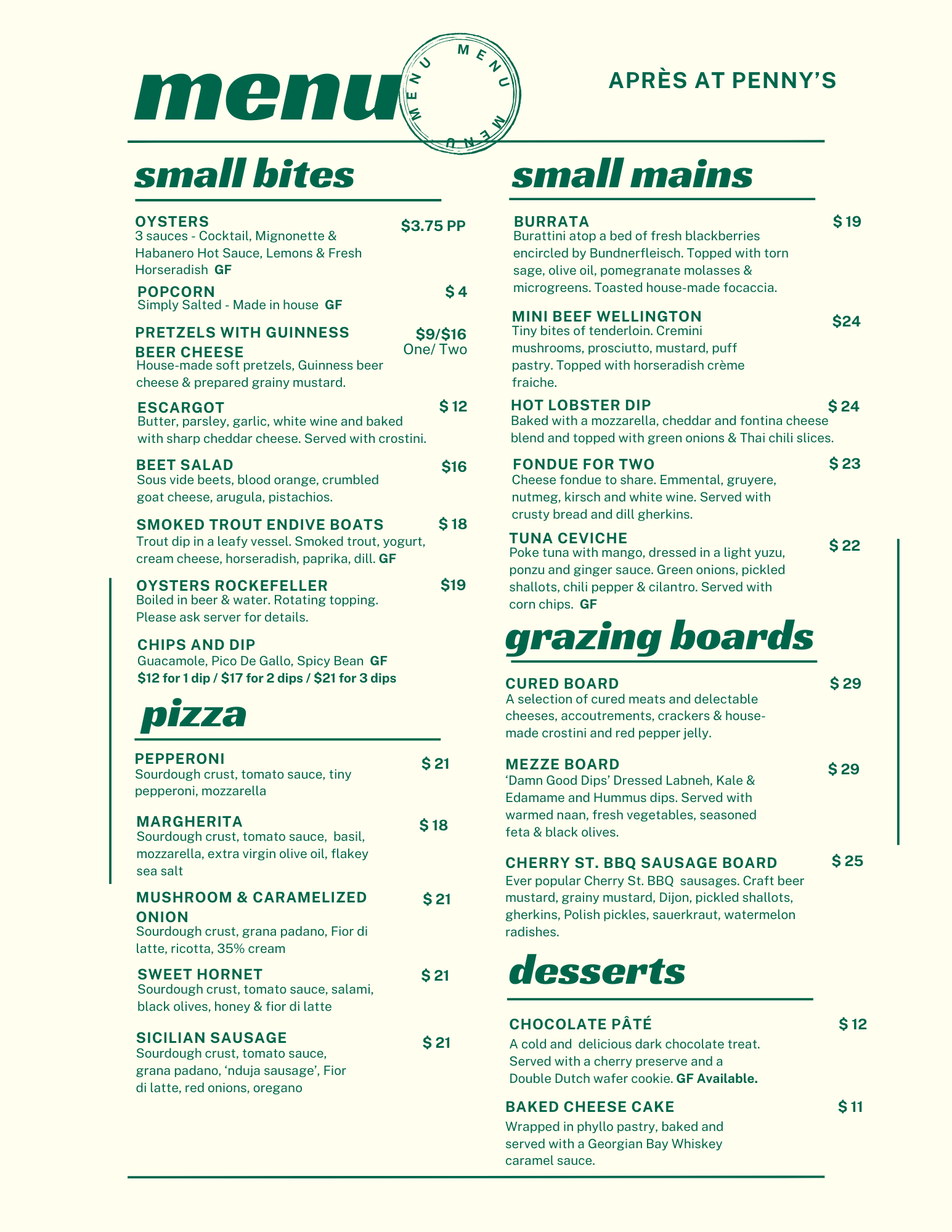 Apres Snack Bar — Penny's Motel