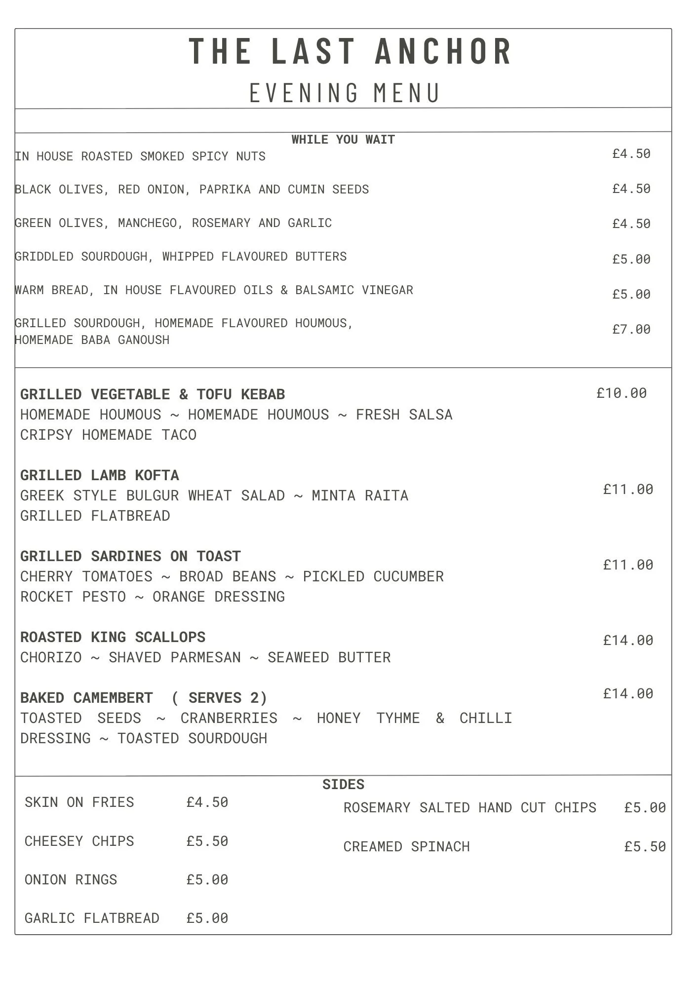 Menu 1 — The Last Anchor