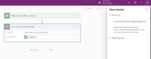 Update the child flow for action 'Run_a_Child_Flow' to not use 'run ...