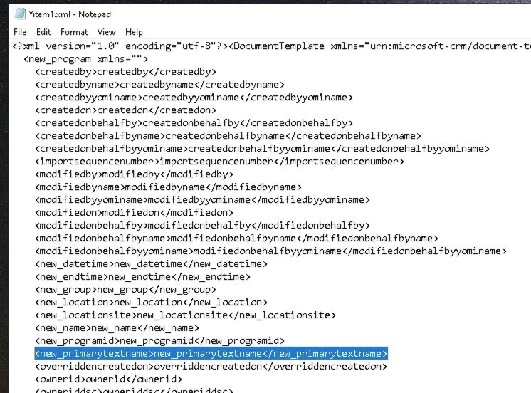 How do I change the Dynamics XML Schema in the Word Template — the tin dog