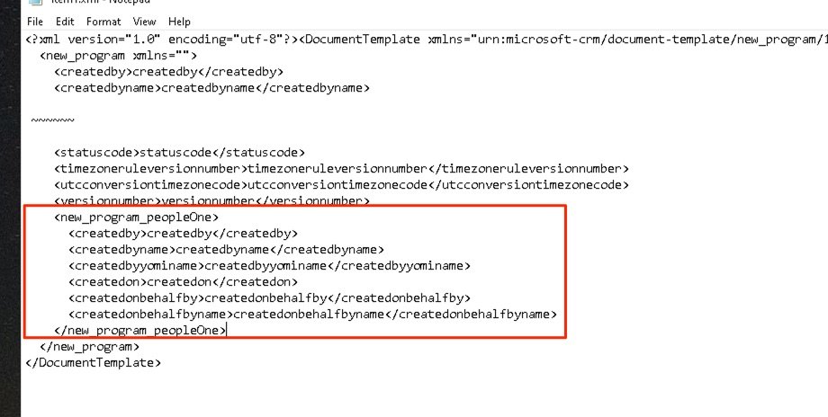 How do I change the Dynamics XML Schema in the Word Template — the tin dog
