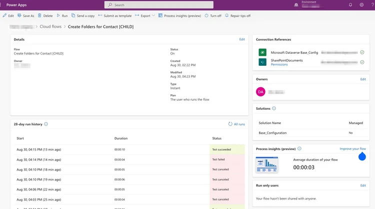 Update the child flow for action 'Run_a_Child_Flow' to not use 'run ...