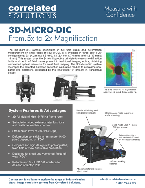 3D-Micro-DIC — Correlated Solutions Digital Image Correlation