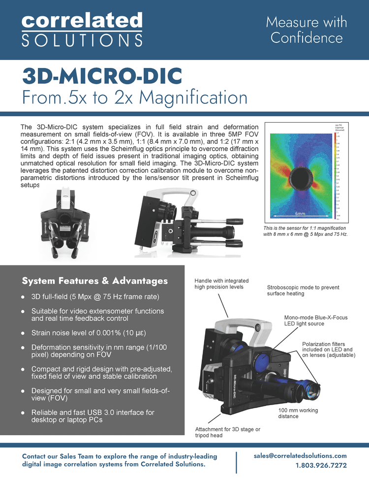 3D-Micro-DIC — Correlated Solutions Digital Image Correlation
