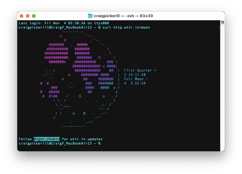 Wttr - weather information in the terminal window. — The Apple Geek
