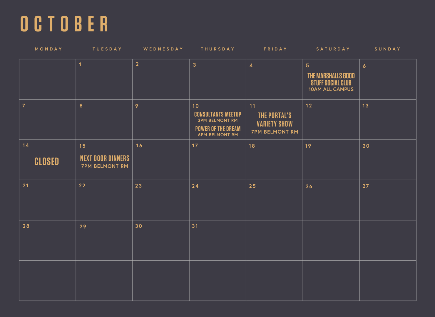 Club Calendar — Guild Row | Chicago Social Club