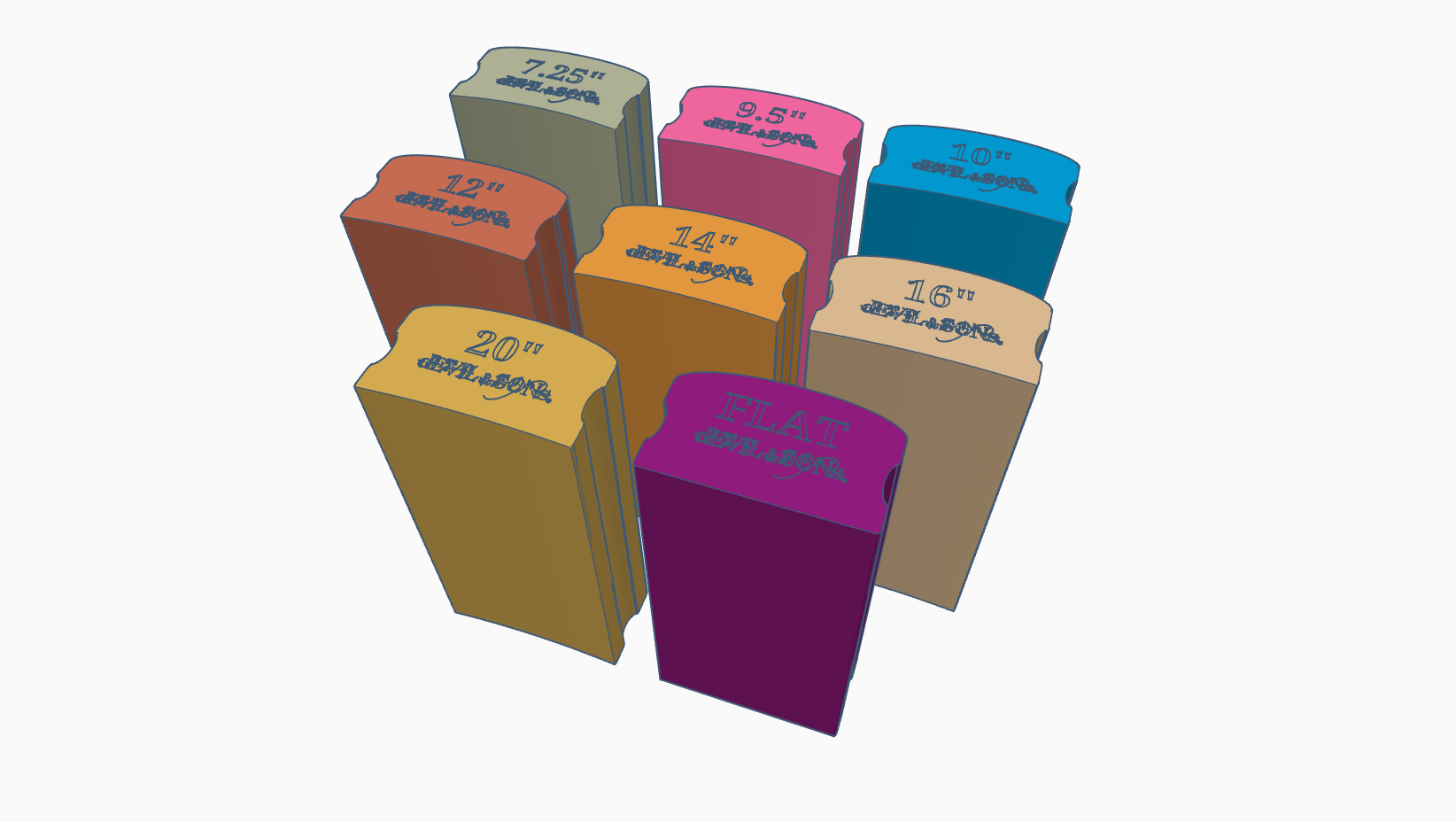 Set of eight 150mm long Guitar Radius Blocks (3D Print File) — Devil ...