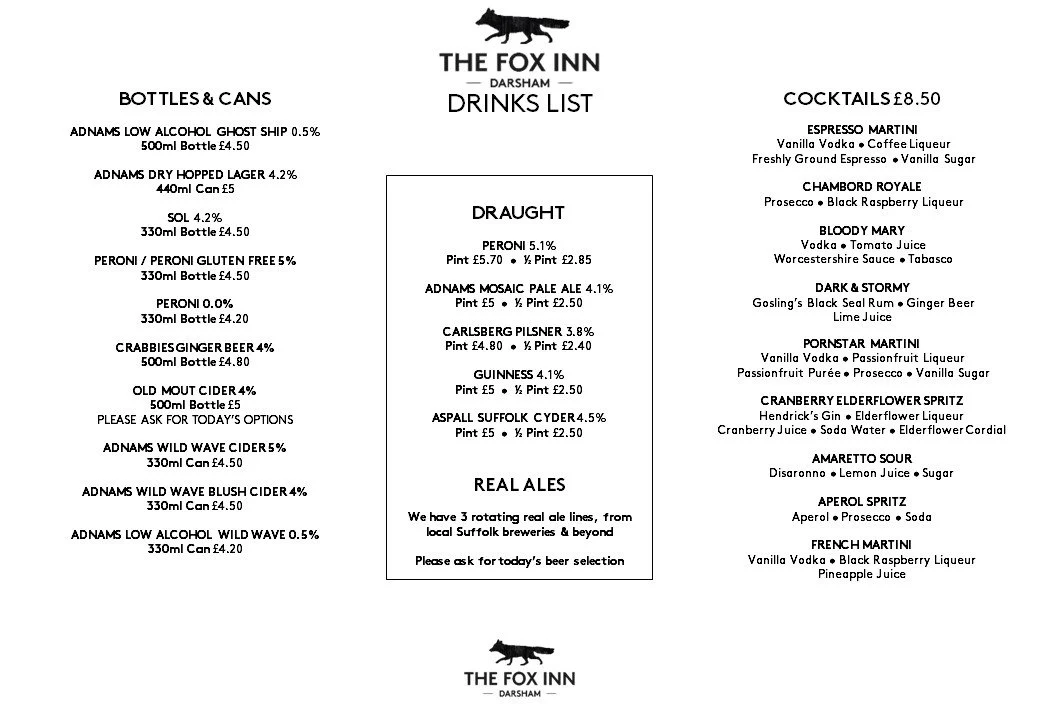 Food & Drink — The Fox Inn - Darsham