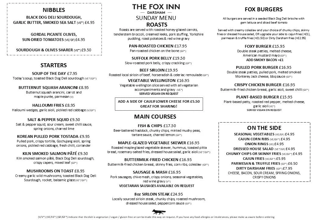 Food & Drink — The Fox Inn - Darsham
