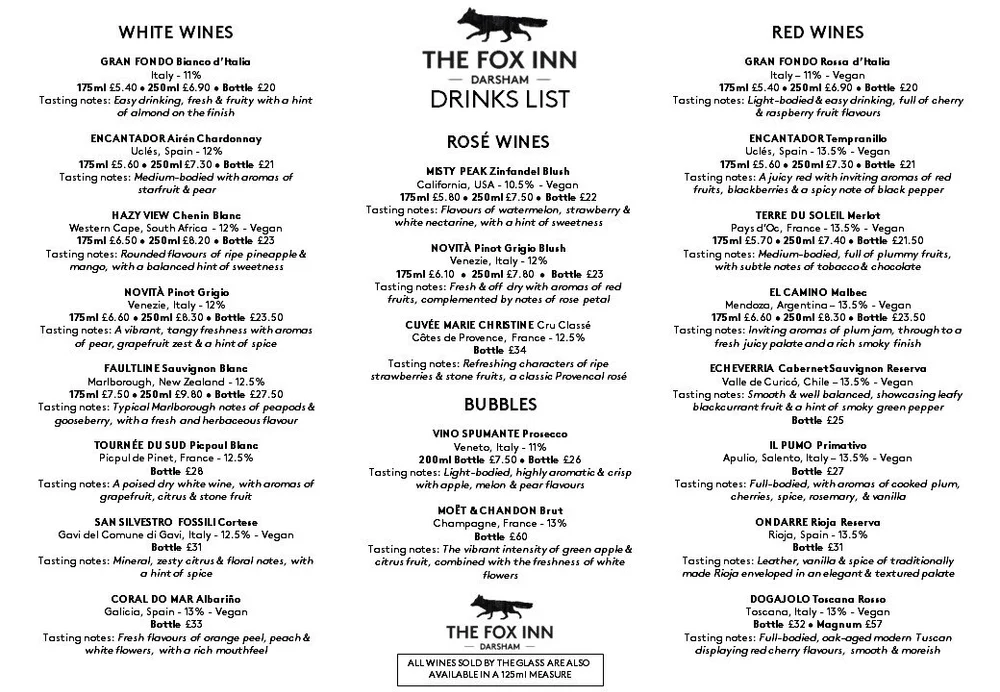 Food & Drink — The Fox Inn - Darsham