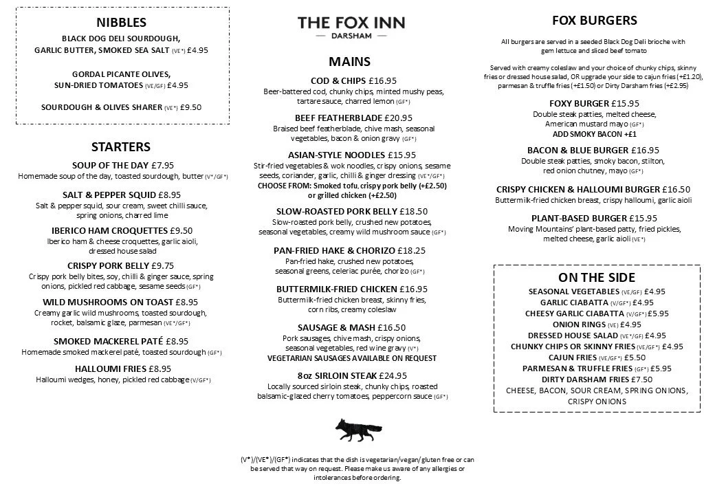 Food & Drink — The Fox Inn - Darsham