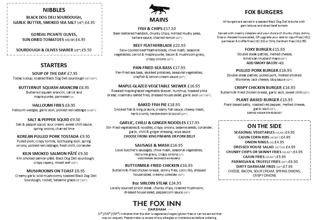 Food & Drink — The Fox Inn - Darsham