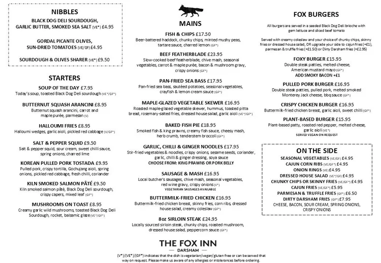Food & Drink — The Fox Inn - Darsham