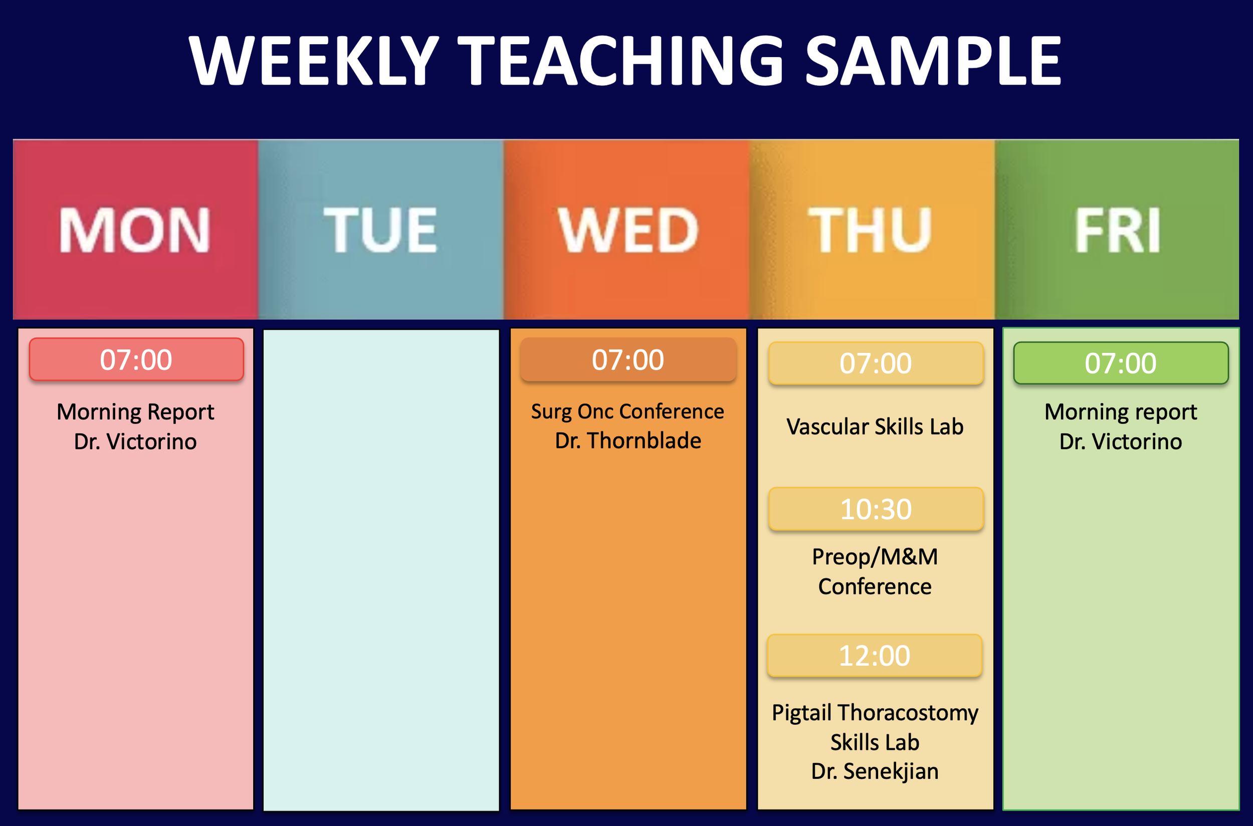 Sample education schedules — UCSF-East Bay Surgery Residency