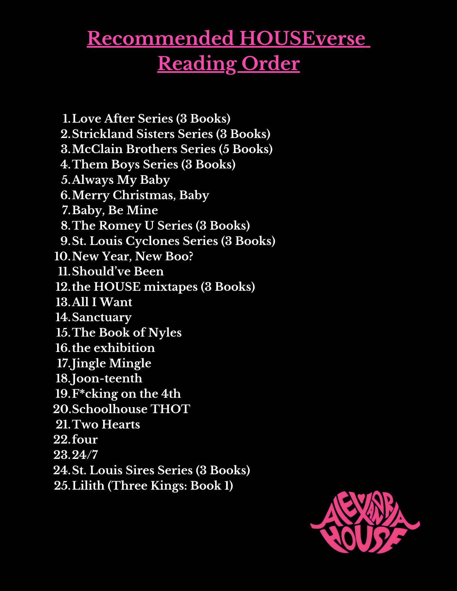 Reading Order — ALEXANDRIA HOUSE