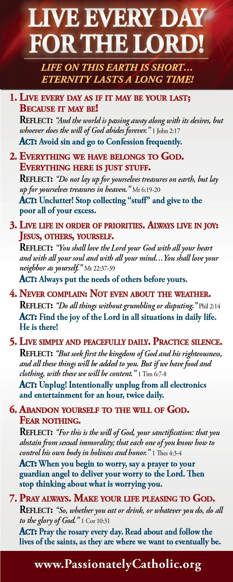Live Every Day for the Lord! — Passionately Catholic
