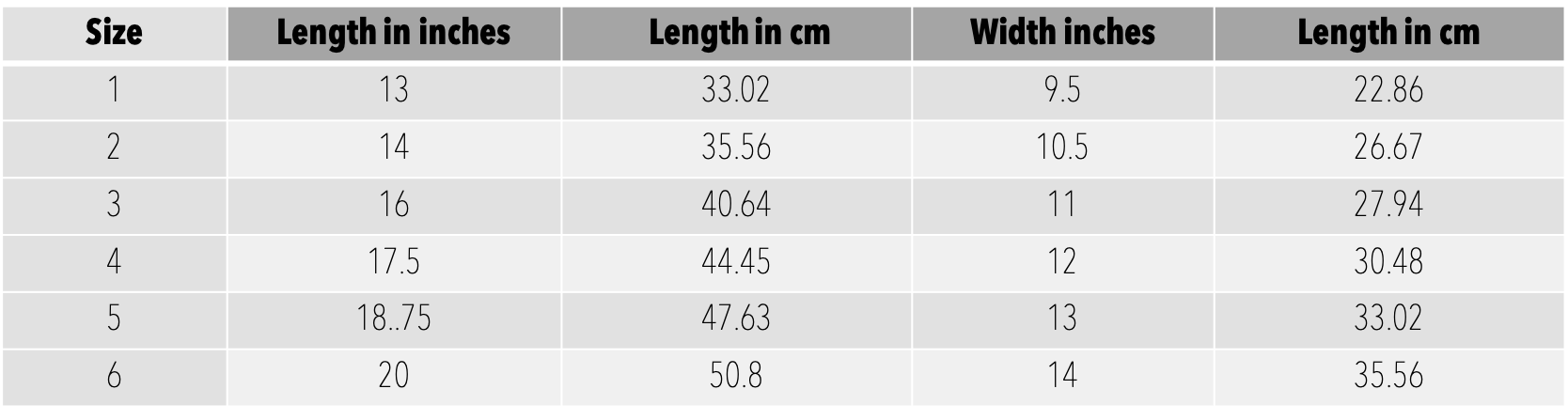 Sizing Charts — Little Bobbin