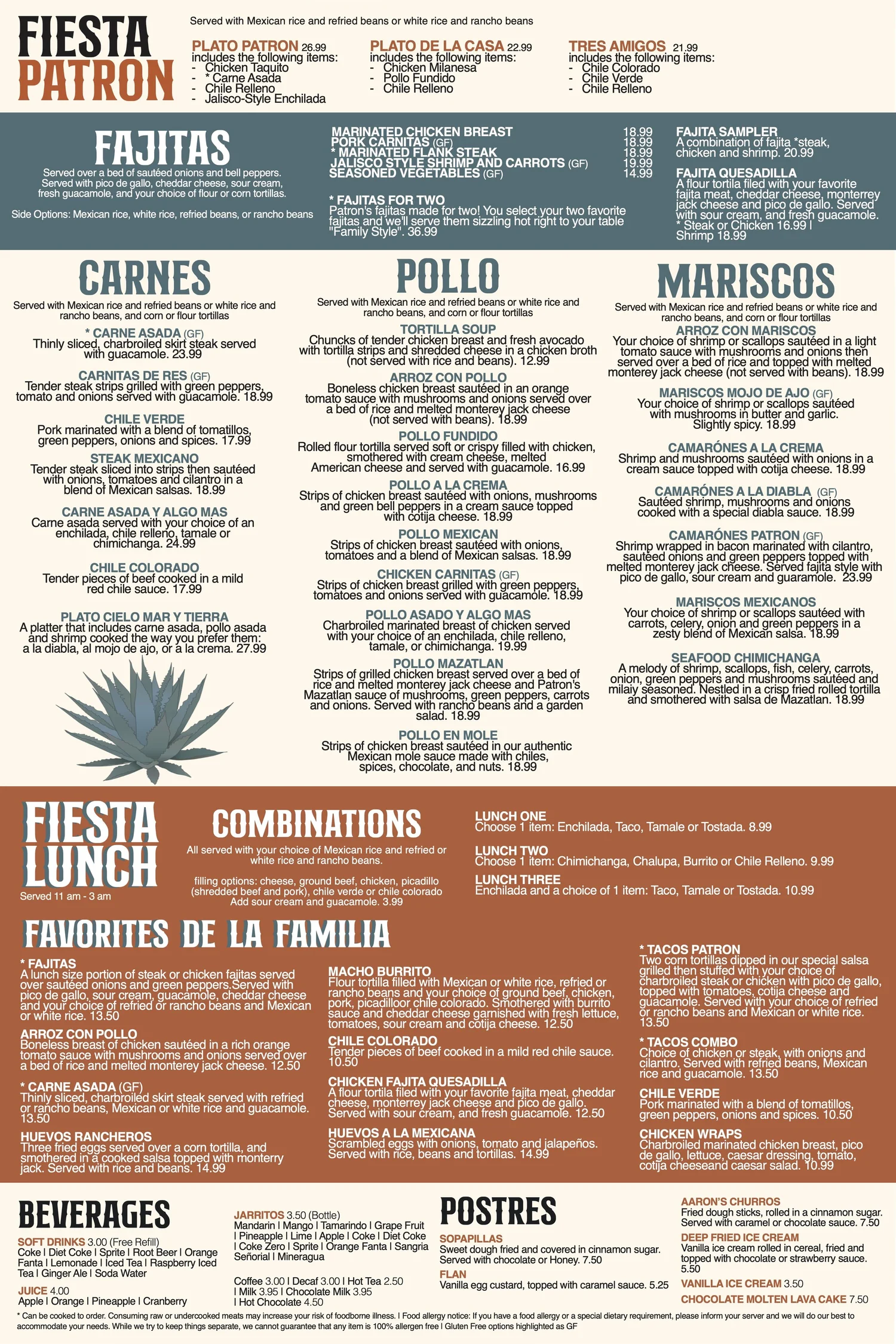 Menu — Patron Mexican Restaurant