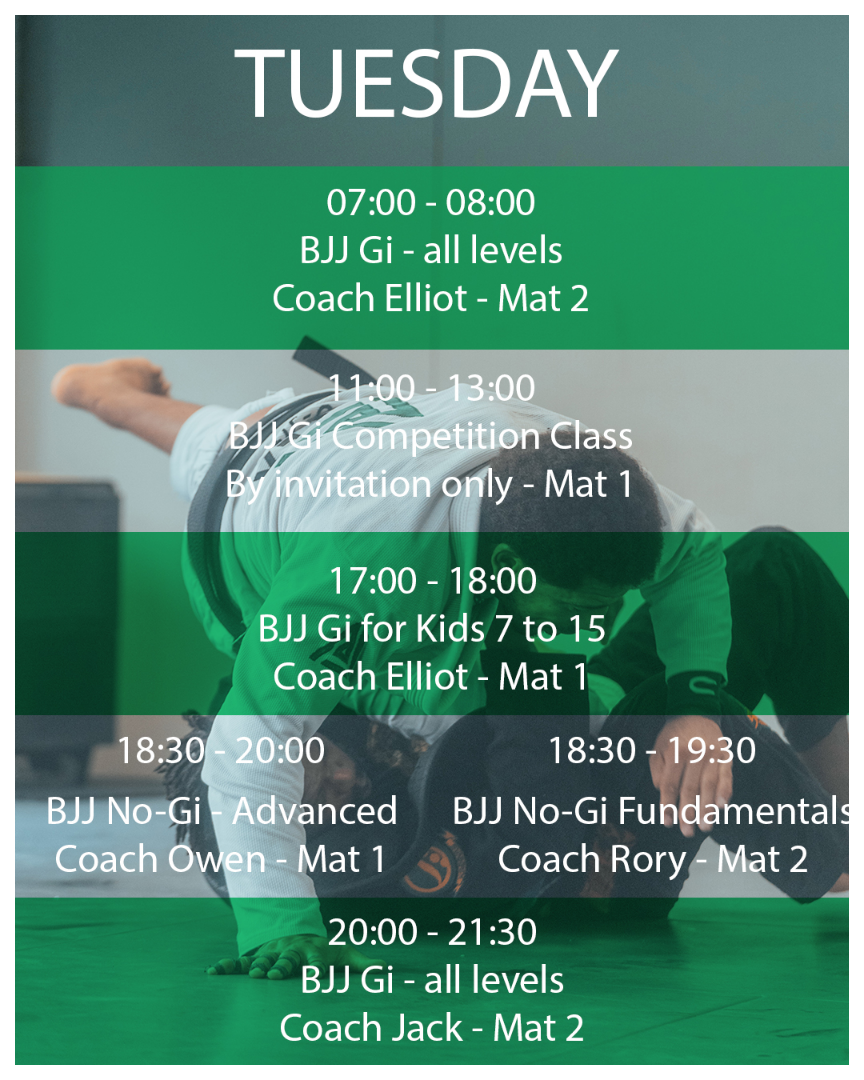 Jiu-Jitsu Weekly Timetable | Apex Jiu-Jitsu