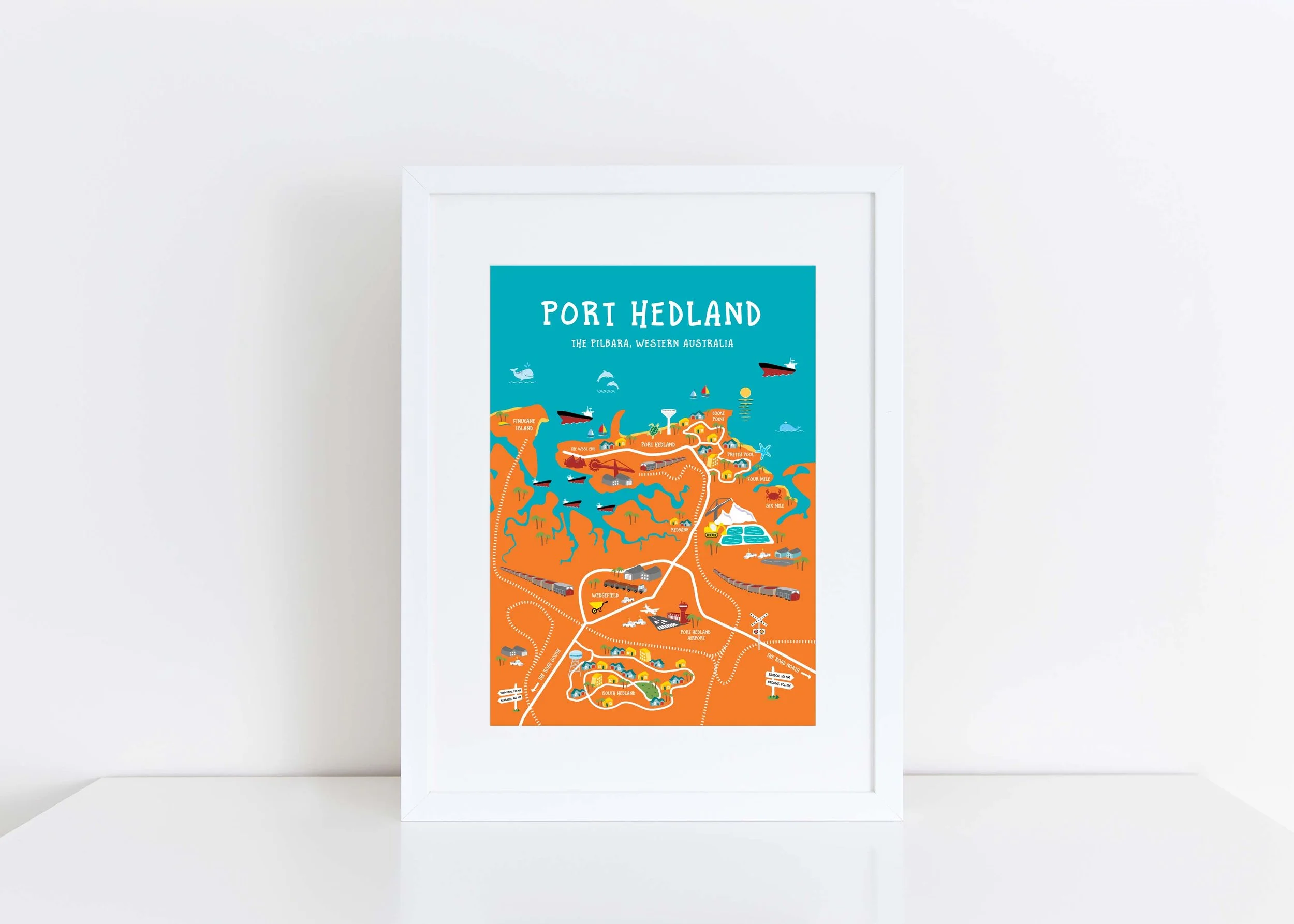 Port Hedland Illustrated Map Print - Light — Sarah Green Design
