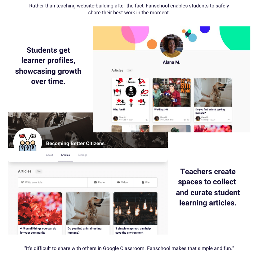 Portfolios for Schools & Districts — Fanschool