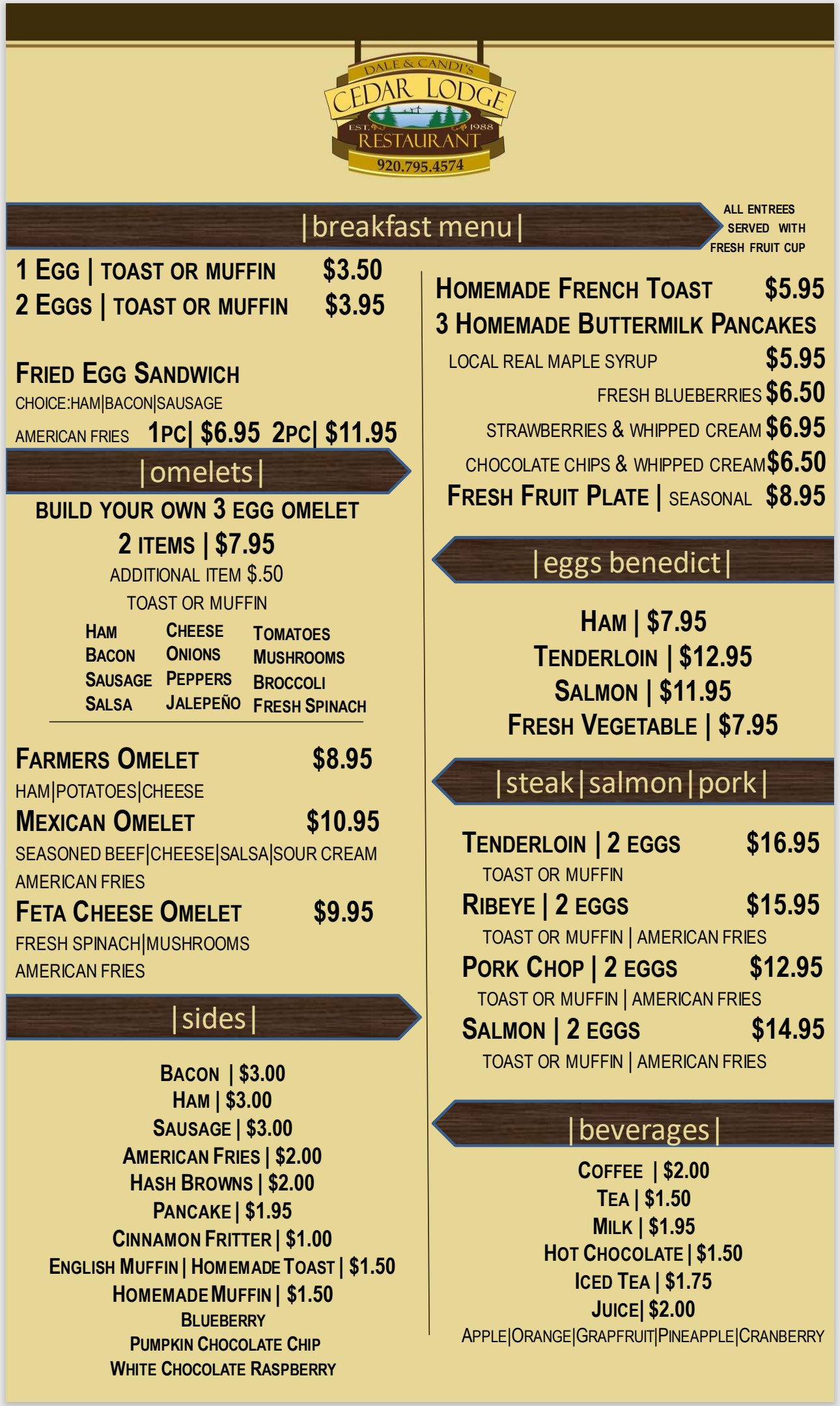 Menu 1 — Cedar Lodge Restaurant