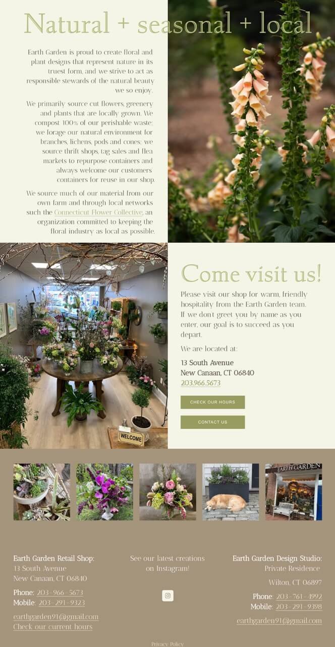 Earth Garden Flowers website design project — Golnar Parry Designs