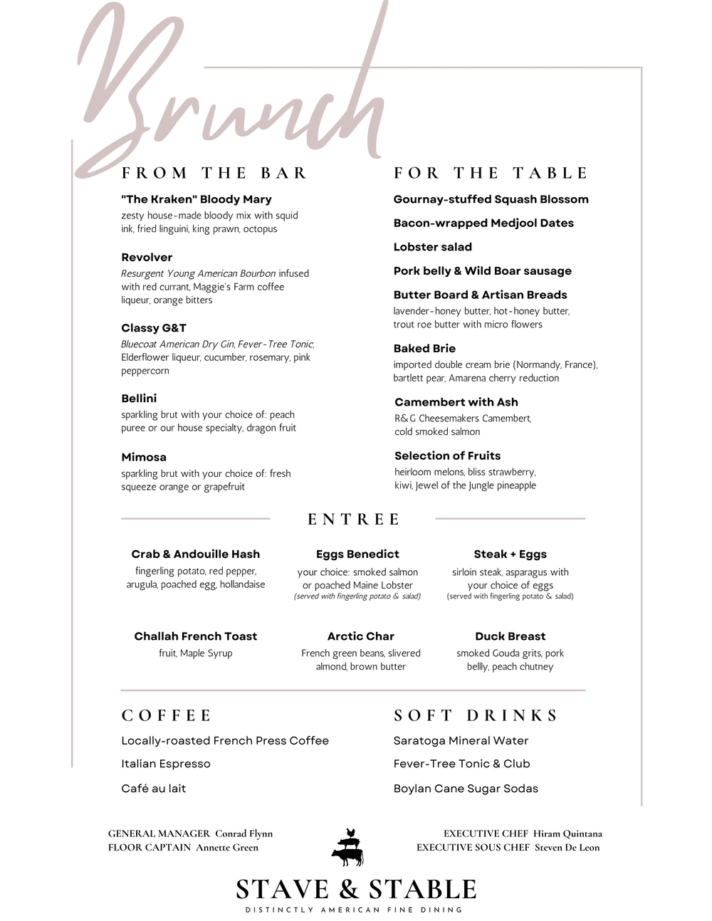 Brunch Menu — Stave & Stable