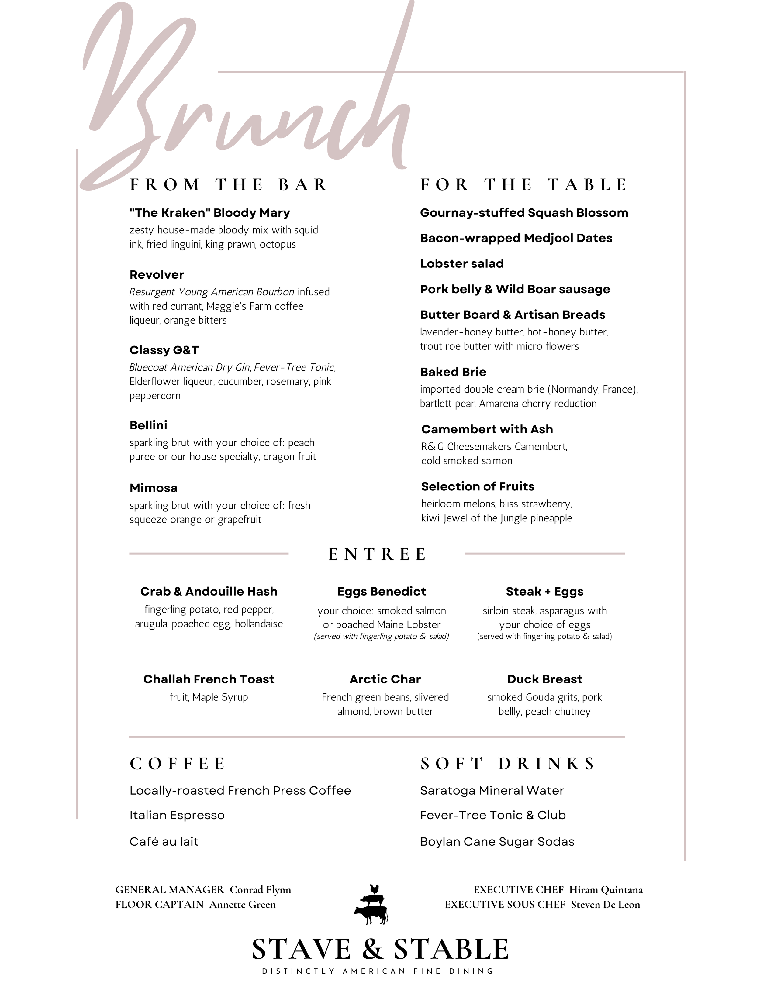 Brunch Menu — Stave & Stable