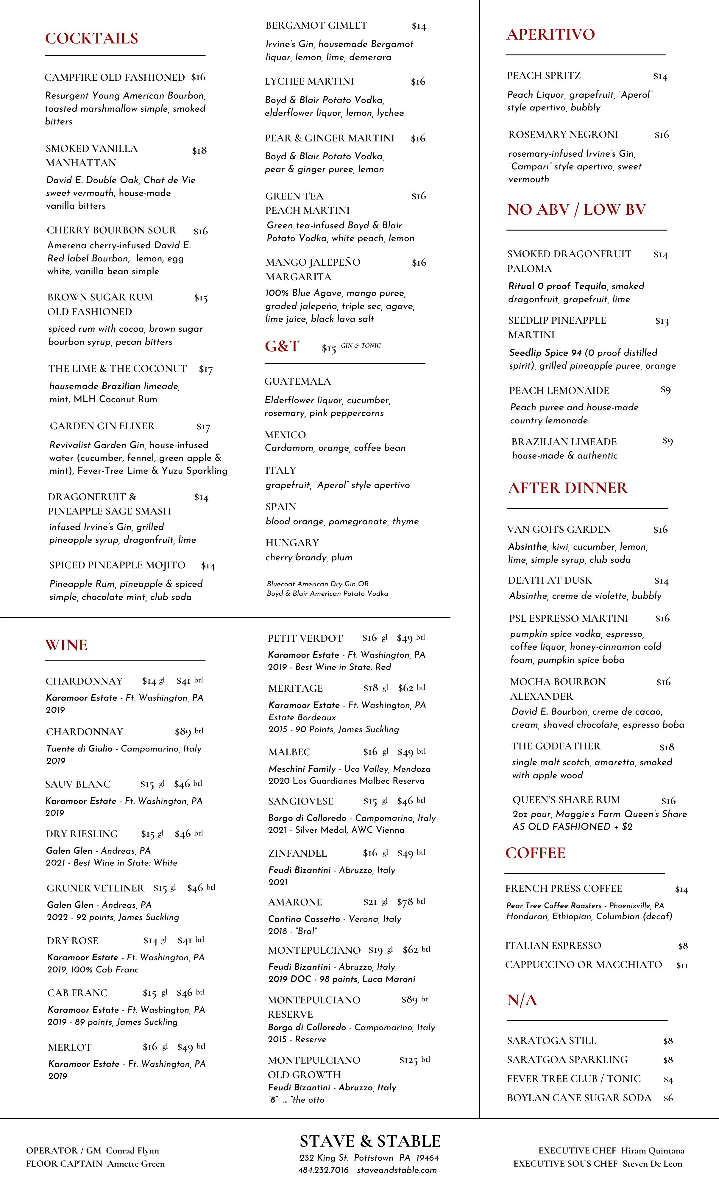 Our Bar: craft cocktails, craft mixology, wine, craft beer in Pottstown ...