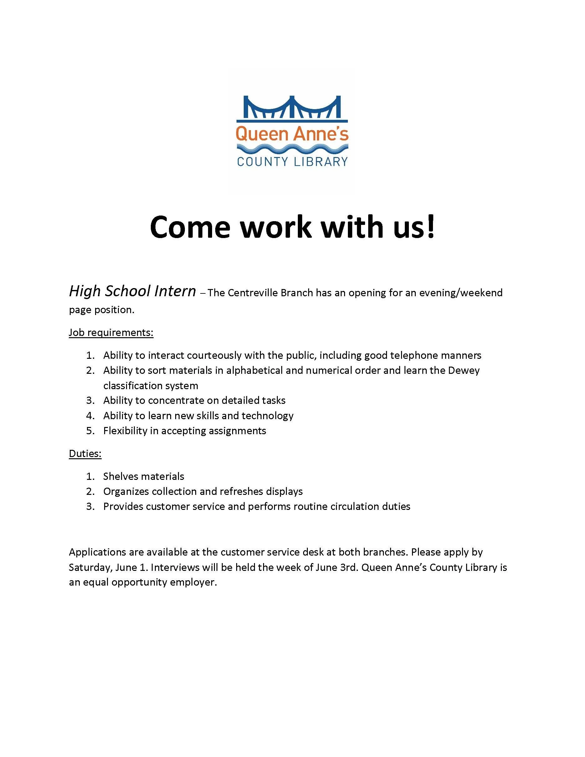 Employment — Queen Anne's County Library