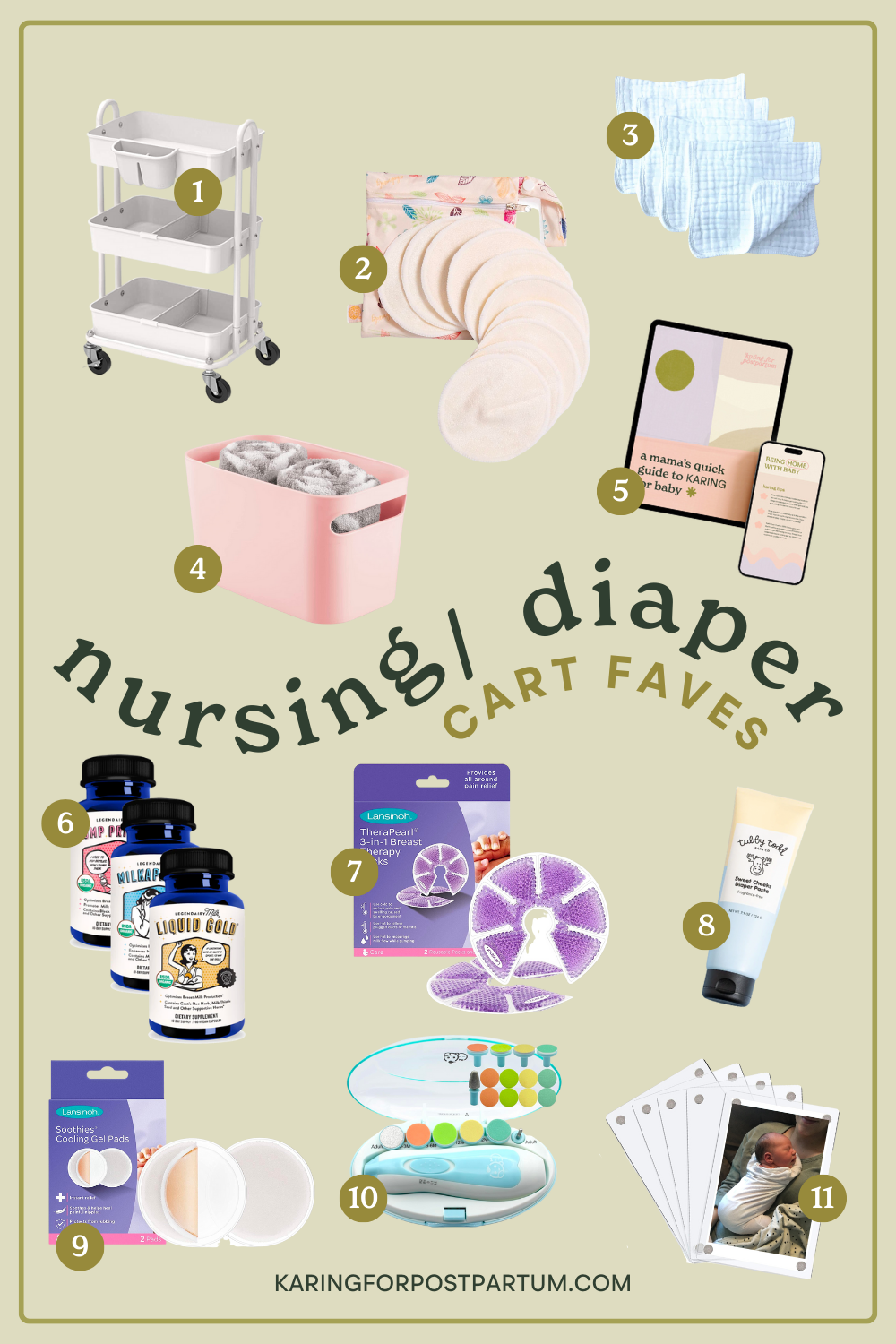 Nursing/Diaper Cart Faves | Karing for Postpartum