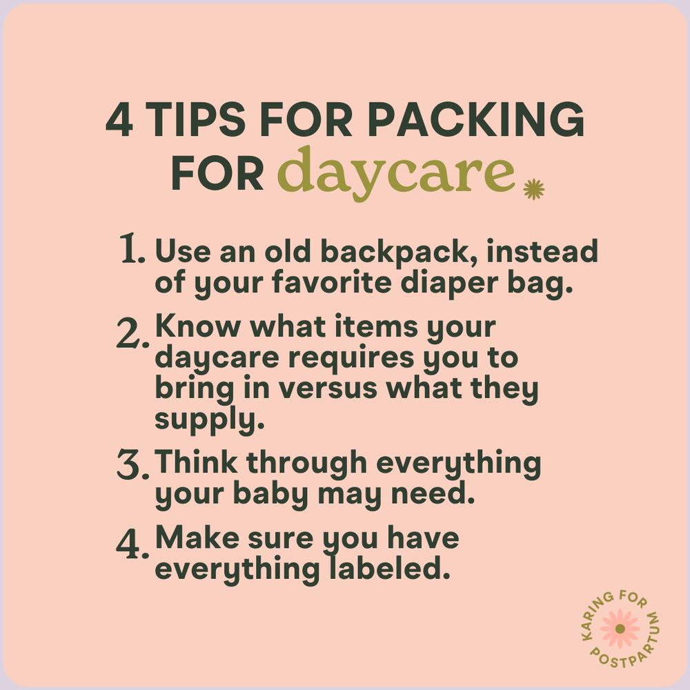 Packing Your Baby's Daycare Bag | Karing for Postpartum