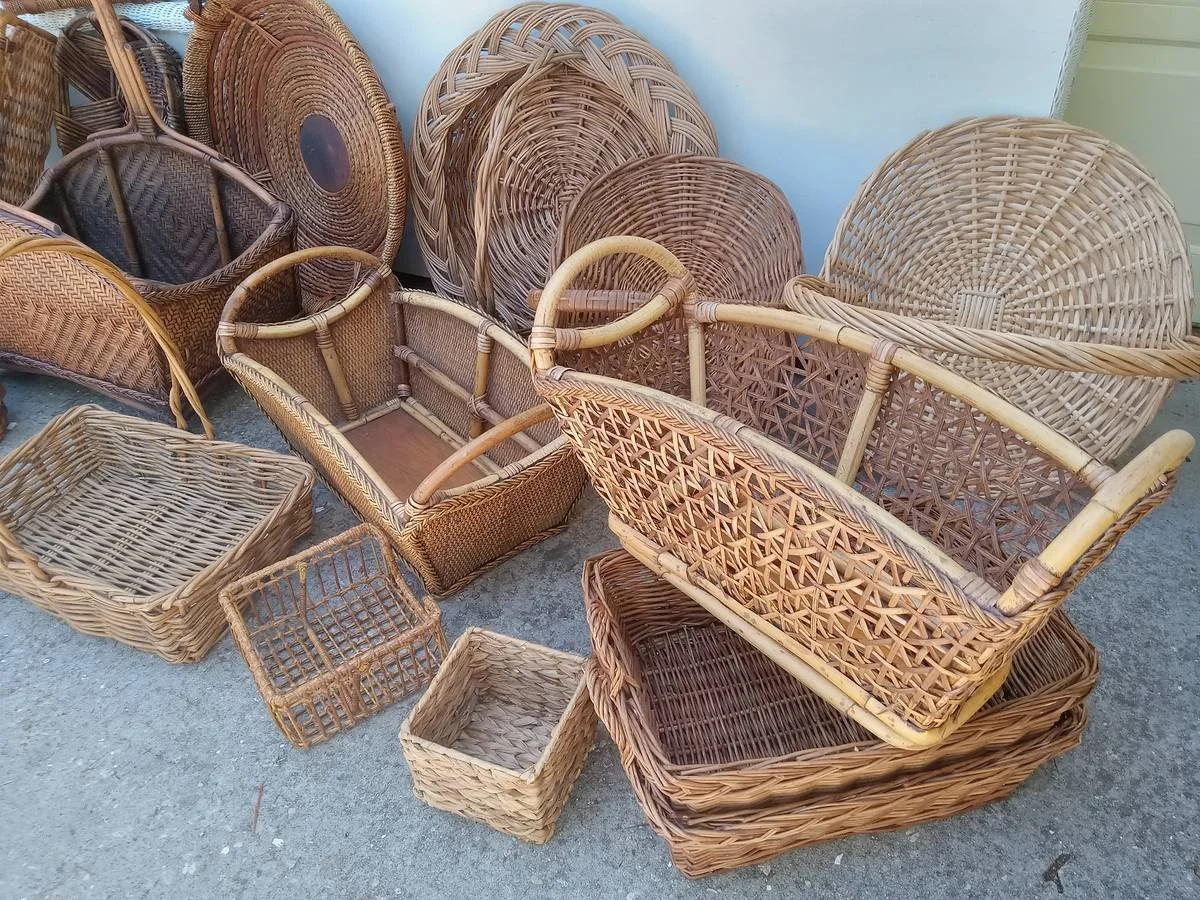 RATTAN AND WICKER BASKETS, TRAYS AND WALL DECOR — The Lemon Frog