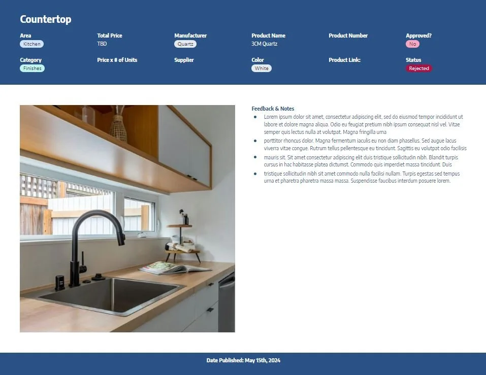Specification Tracking Airtable Template — MARJORIE DESIGN