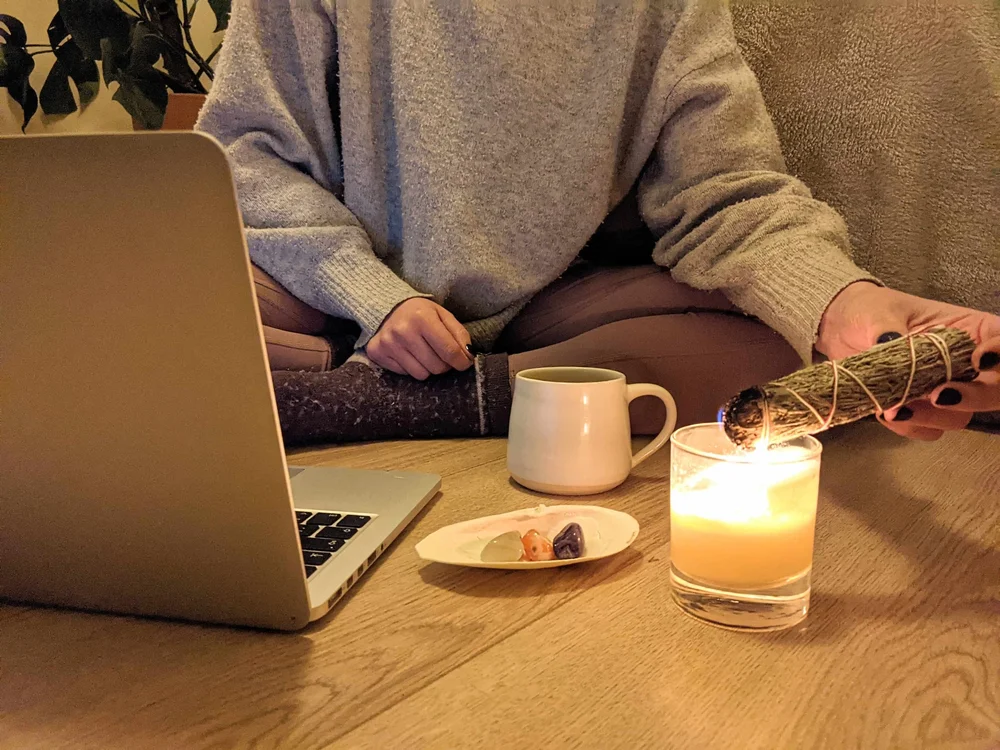 Set up for an online sharing circle — Yoga with Tally