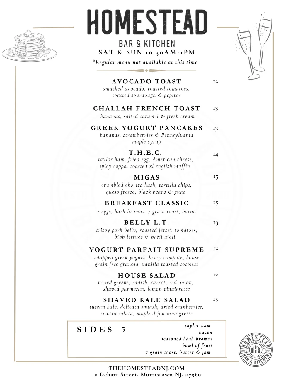 The Homestead — SATURDAY + SUNDAY BRUNCH