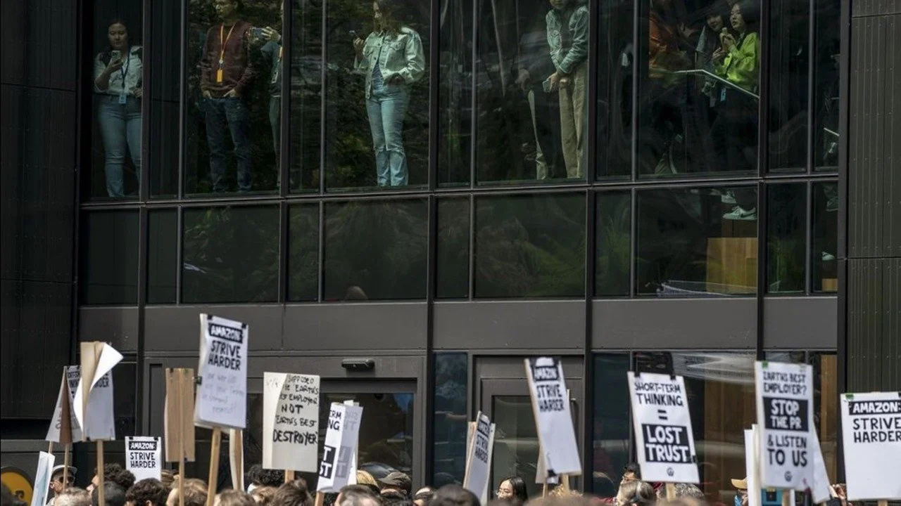 Amazon Employees Stream Walkout Over Back-To-Office Mandates And ...