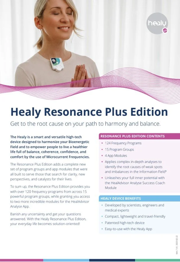 Healy Resonance Plus Brochure — Healy Frequency Device World Distributors