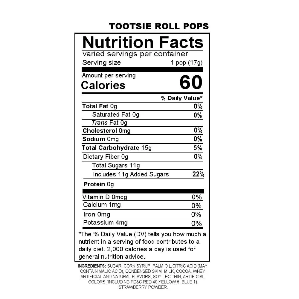 Nutritional Information For Tootsie Rolls