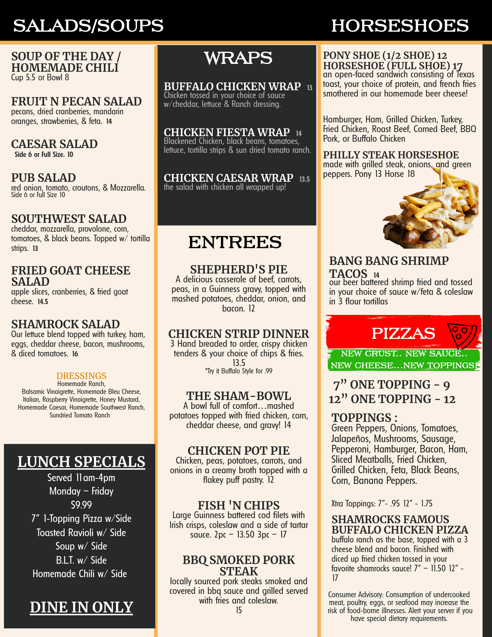 Menus — Shamrocks Pub n Grill