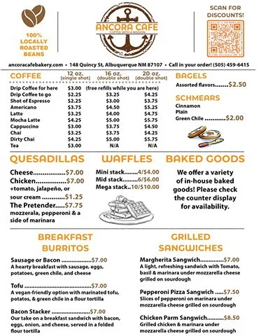 Menu 1 — Ancora Cafe