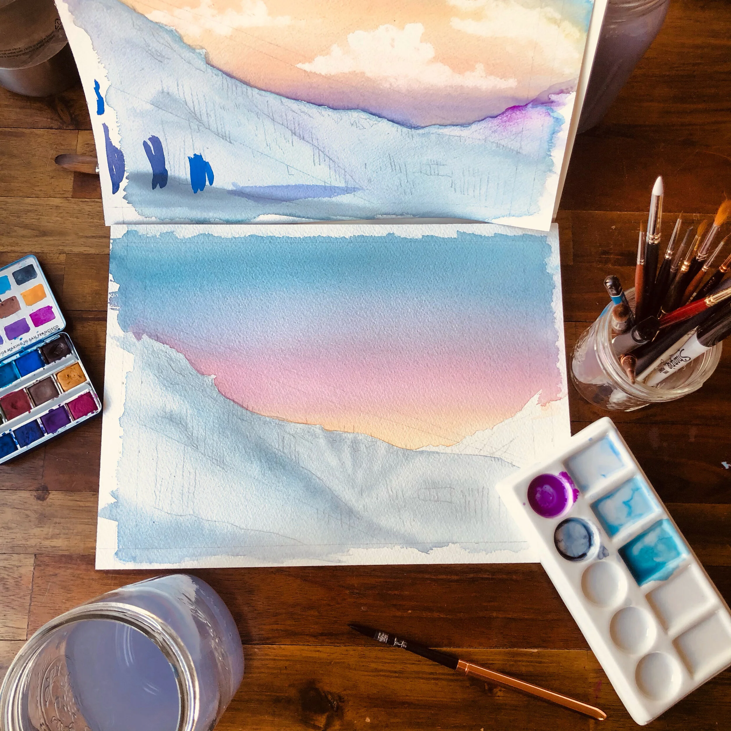 Snowbird Mountain Resort Watercolor - Powder Art Print — Kapowder Ink