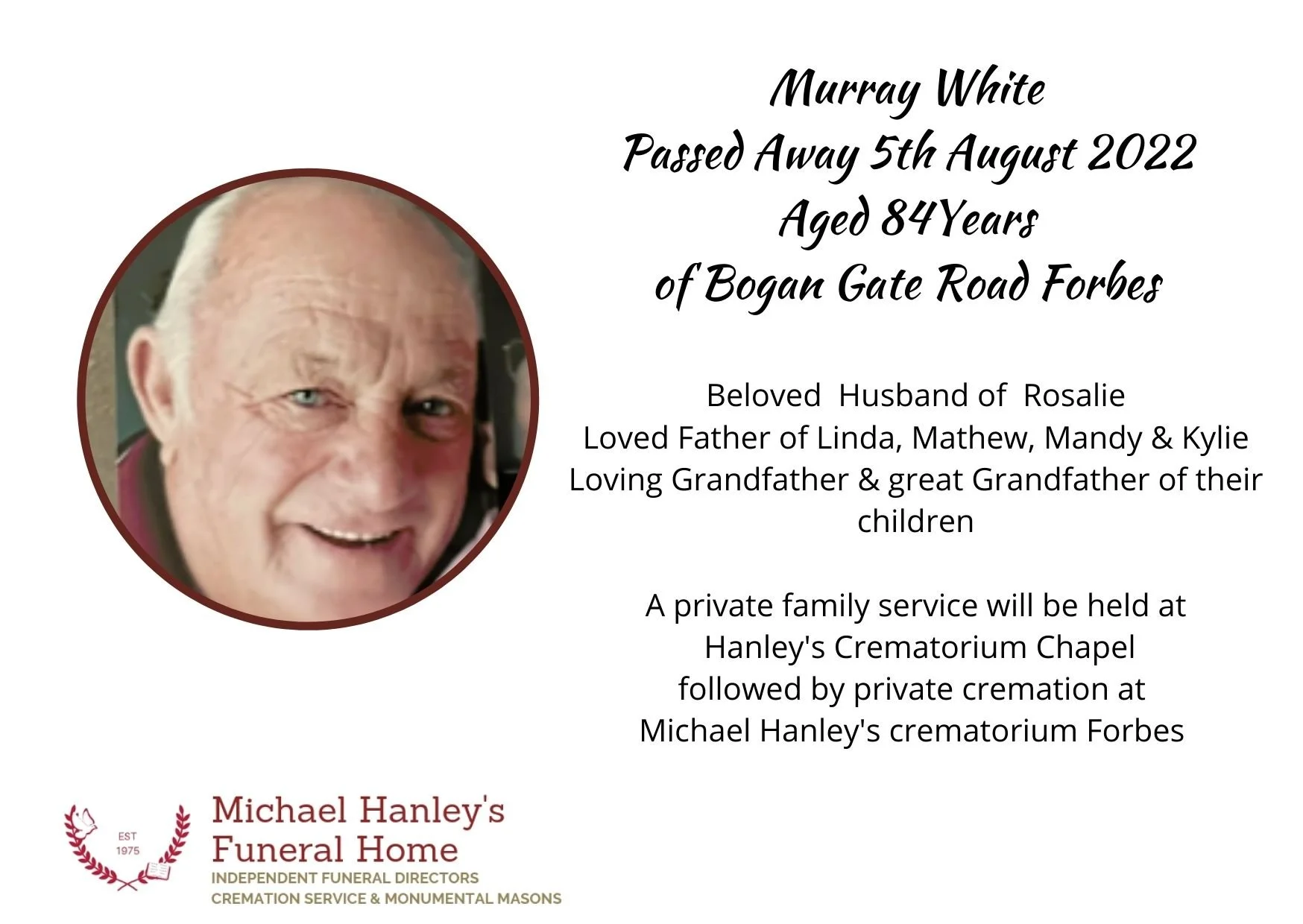 Funeral notices — Michael Hanley Funerals Forbes