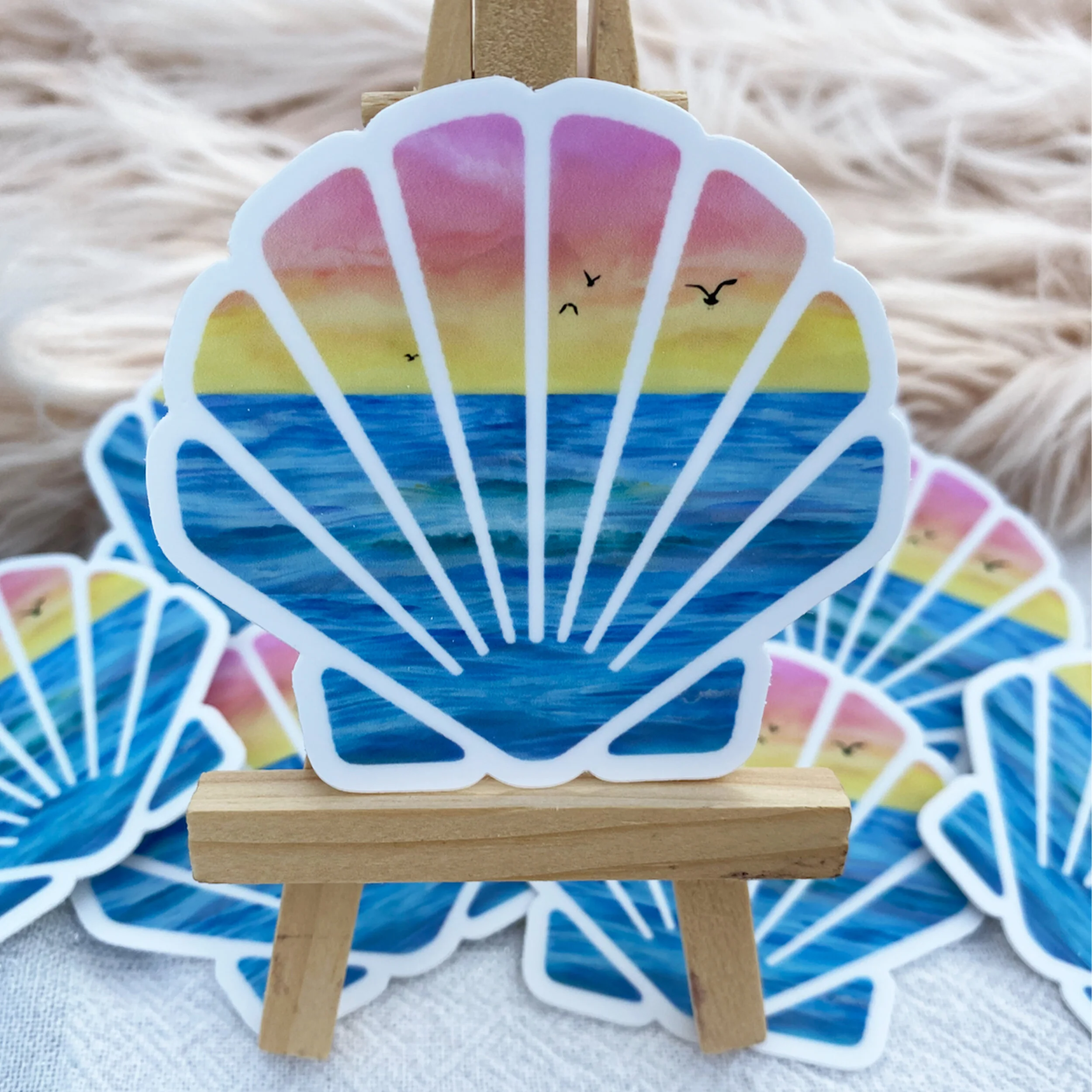 Beach Sunset Shell Vinyl Sticker - Beach Lover Gift Idea - Beach ...