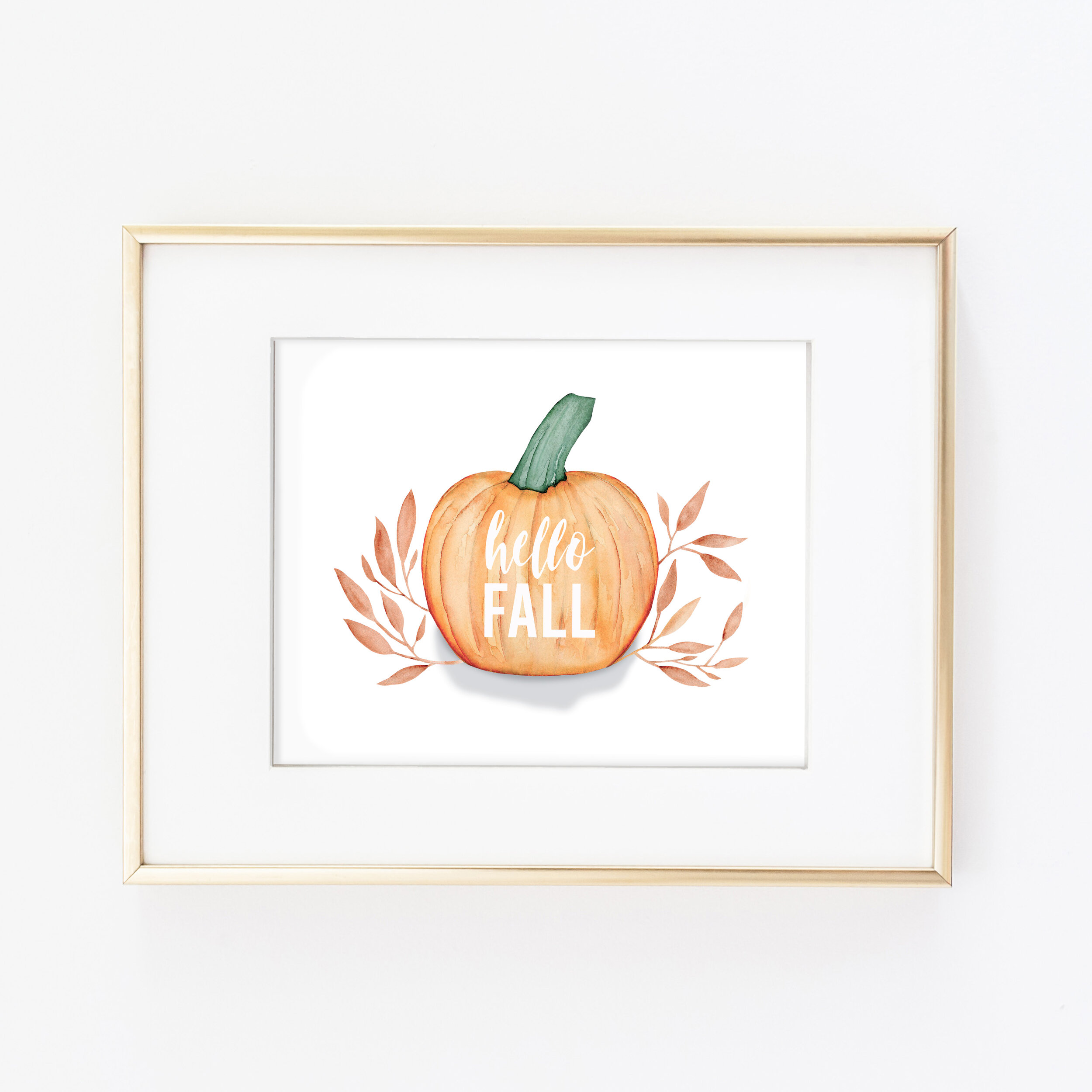 Hello Fall Pumpkin Art Print - Fall Home Decor - Fall Artwork - Fall ...