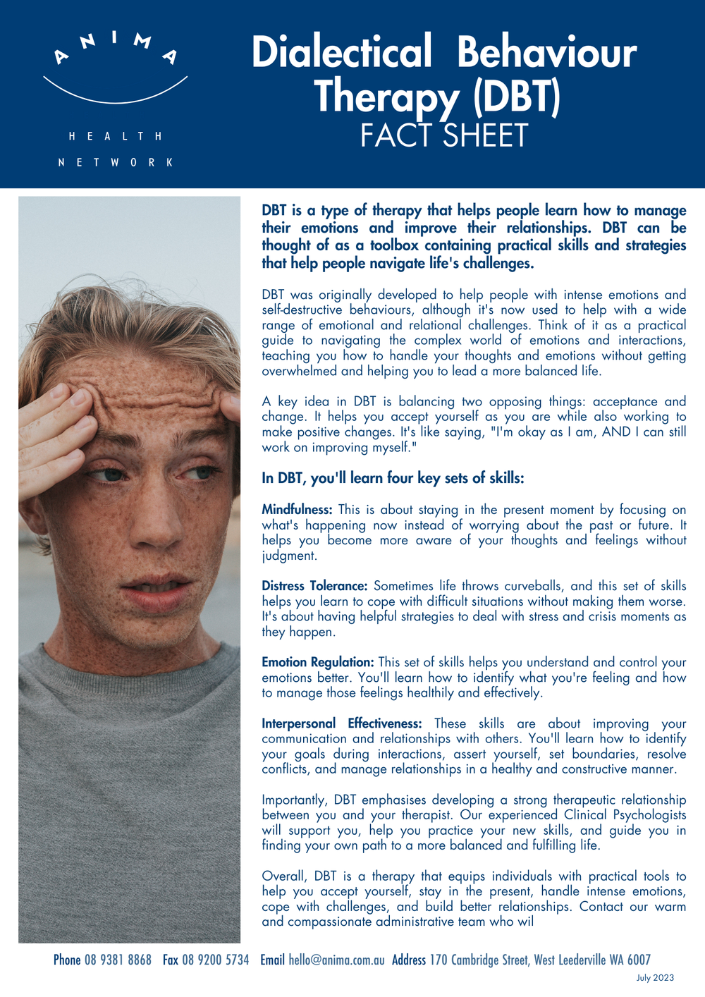 Fact Sheets - ANIMA Health Network I Psychologist Perth I Assessments Perth